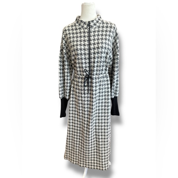 ME+EM | Dresses | Meem Houndtooth Jacquard Cottonblend Maxi Long Sleeve ...